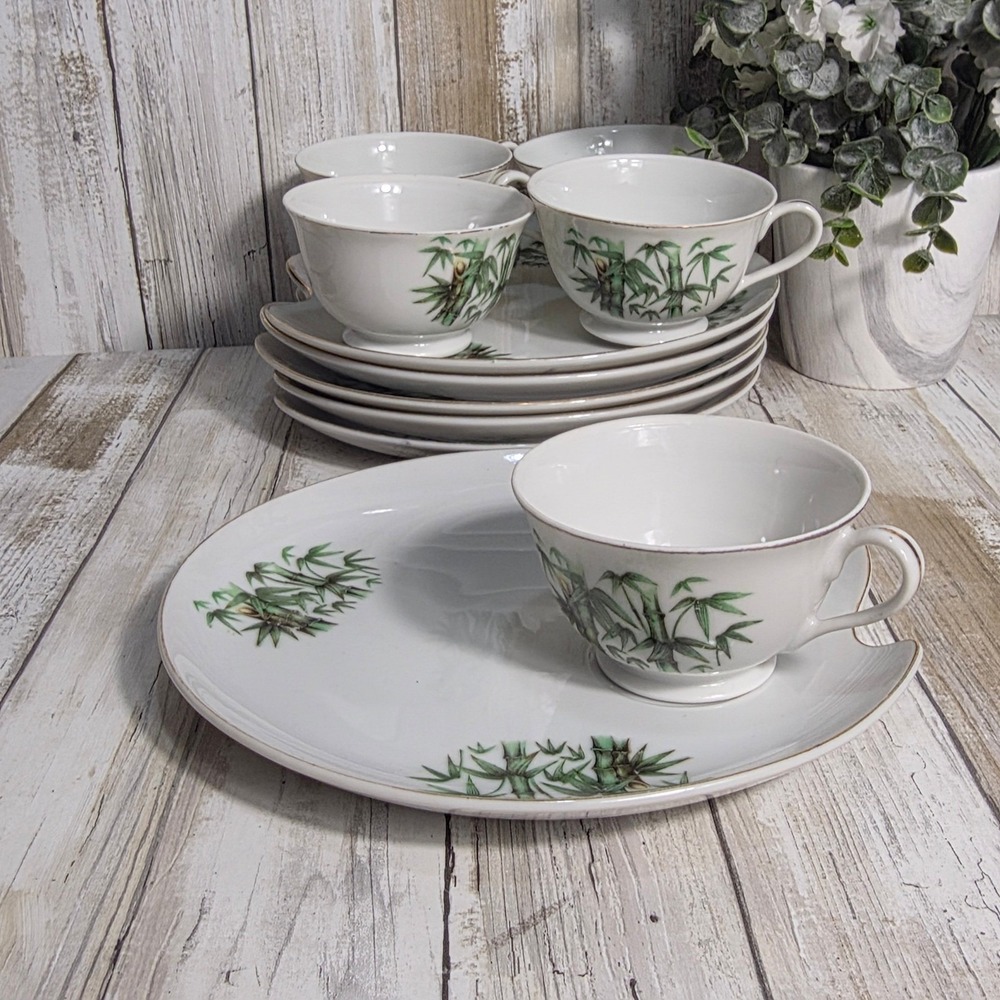 Crown China | Dining | Vintage Crown China Japan Bamboo Snack Plates ...